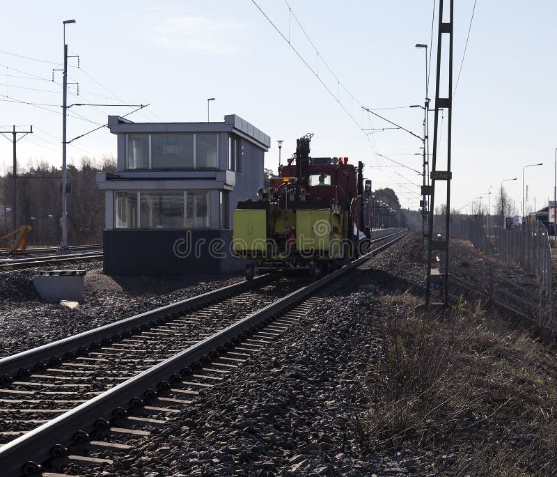 Maintenance Vehicle on a Train Track Stock Photo - Image of empty ...
