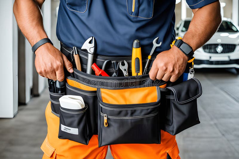 Maintenance Worker with Bag and Tools Kit Wearing on Waist, Stock ...