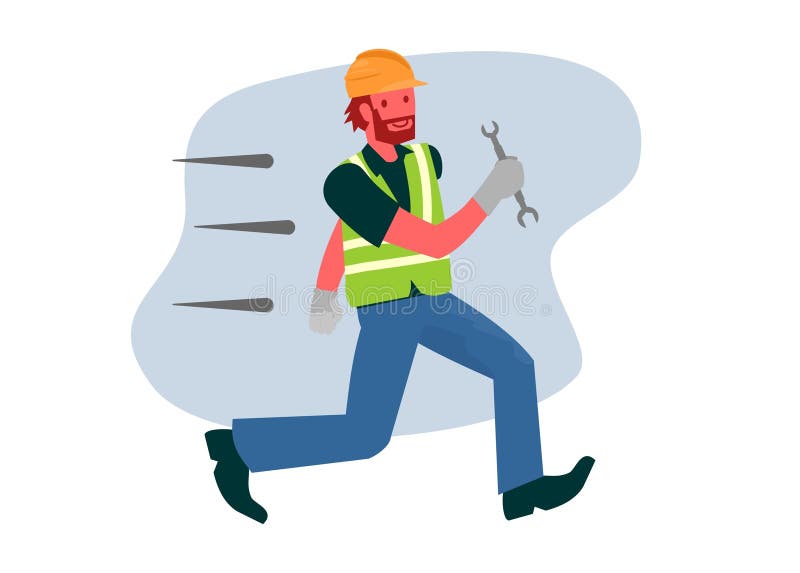 Maintenance Worker Running Fast. Fast Service. Simple Flat Illustration ...