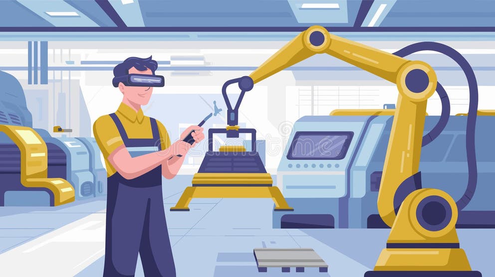 A Maintenance Worker Using Augmented Reality To Perform Repairs in a ...