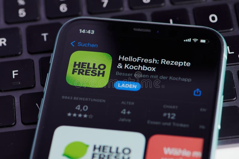 Smartphone Display with Hello Fresh Icon in an App Store Editorial ...