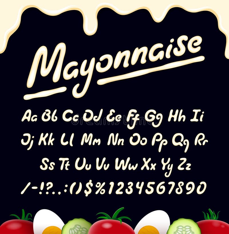 Maionese Tipo Di Carattere Della Salsa Font Illustrazione Vettoriale ... Maionese Tipo Di Carattere Della Salsa Font Illustrazione Vettoriale ...