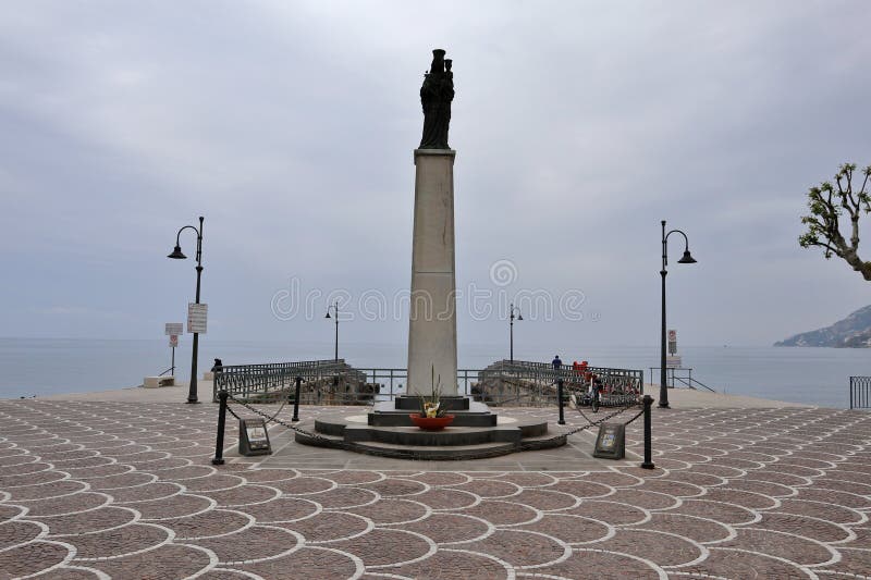 Maiori - Statua Di Santa Maria a Mare Stock Photo - Image of landscape ...