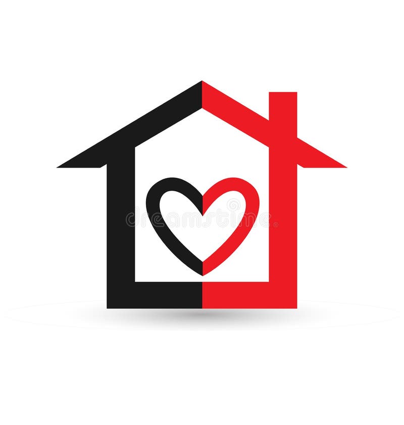Maison Dans Un Coeur Rouge, Logo De Vecteur Illustration de Vecteur ...