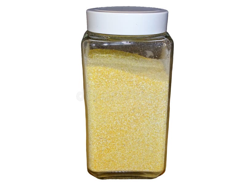 Maize Flour in a Glass Container Stock Photo - Image of macro, flour ...