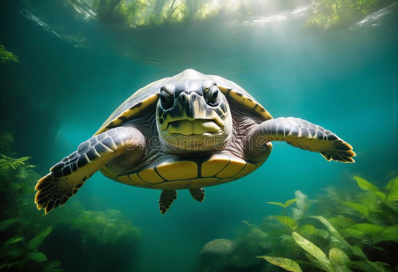 Majestic Amazon River Turtle Stock Illustration - Illustration of ...