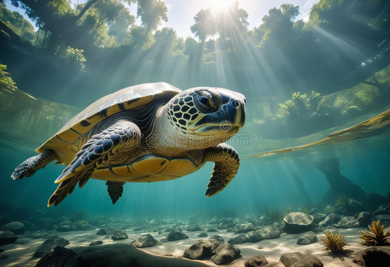 Majestic Amazon River Turtle Stock Illustration - Illustration of ...