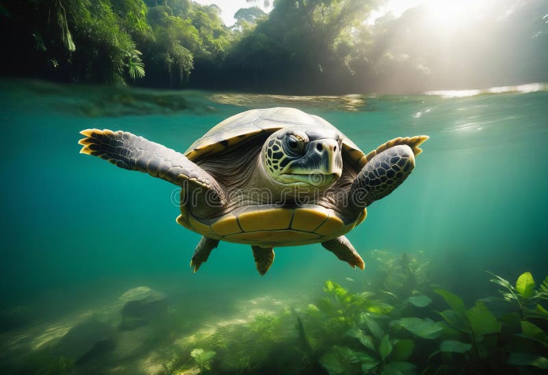 Majestic Amazon River Turtle Stock Illustration - Illustration of ...