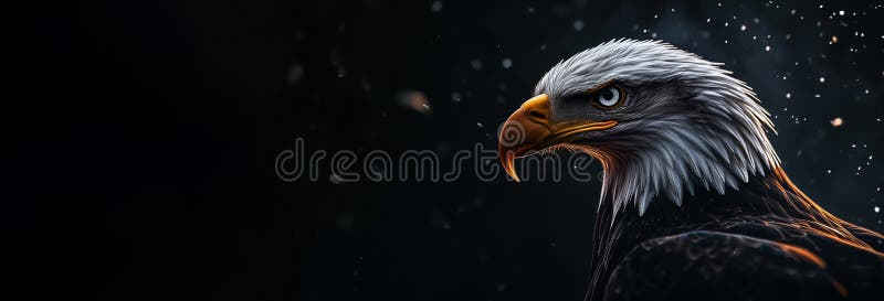 Majestic American Bald Eagle Amidst Dramatic Dark Backdrop Banner Stock ...