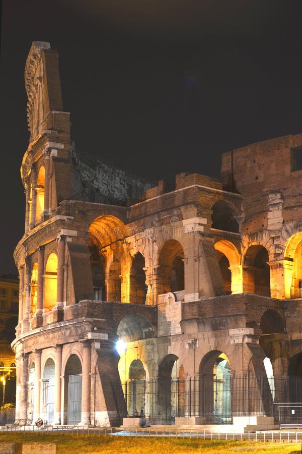 Majestic Ancient Colosseum by Night in Rome, Italy Stock Photo - Image ...