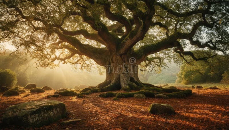 Majestic Ancient Oak Tree stock image. Image of ancient - 313543001