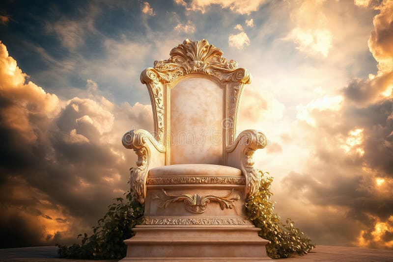 Majestic Ancient Stone Throne Sits Isolated Beneath a Dramatic Sky ...