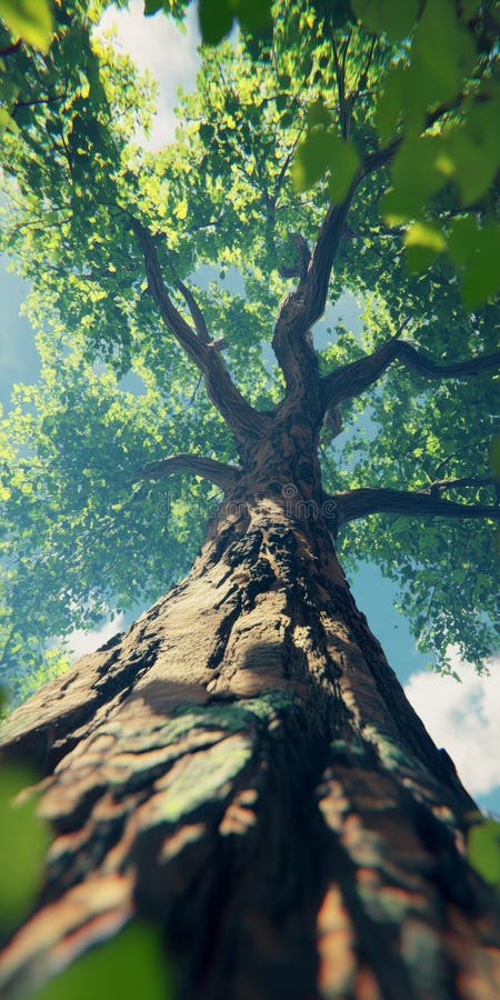 Majestic Ancient Tree Canopy Sunlight Forest Scene Stock Illustration - Illustration of serene ...