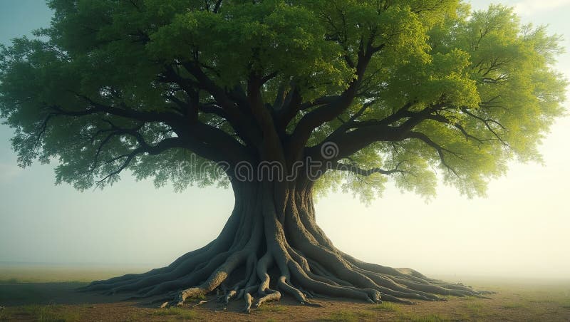Majestic Ancient Tree with Deep Roots and Broad Branches Symbolizing ...