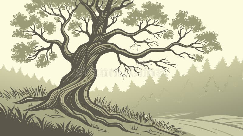 Majestic Ancient Tree. Nature S Wisdom and Timeless Strength, Vector ...