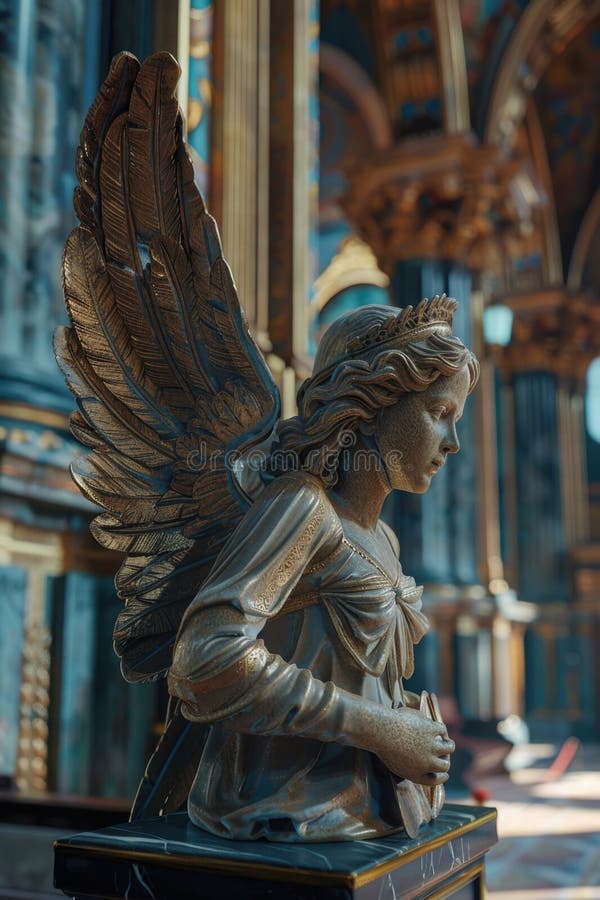 A Majestic Angel Statue Inside a Building. Perfect for Religious or ...