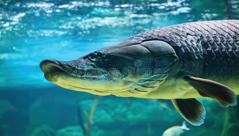 Giant Arapaima Fish Swimming Deep in Amazonian Aquatic Wilderness ...
