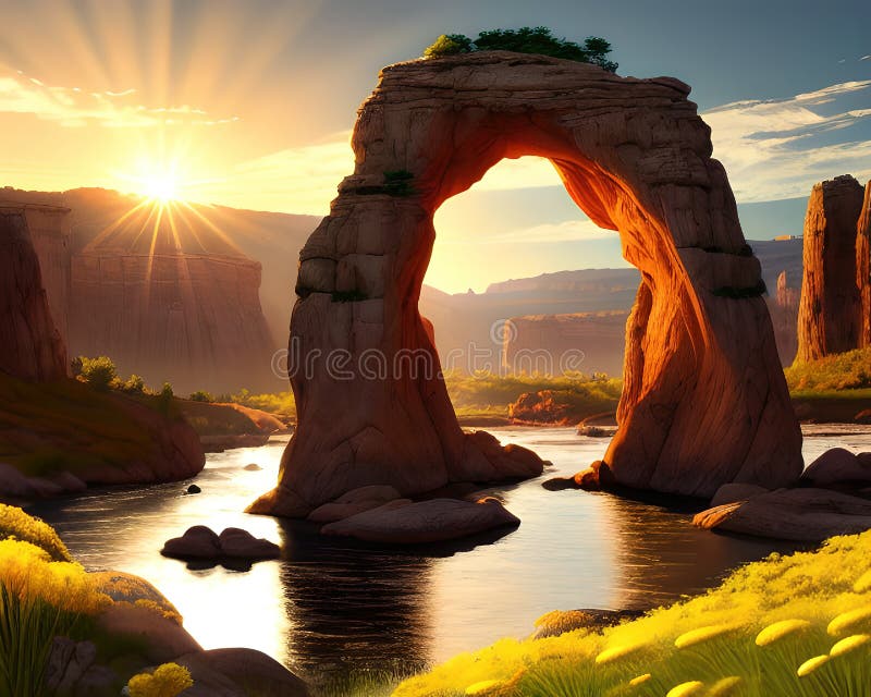 A Majestic Arch Rocks Formations by AI Generated Stock Photo - Image of ...