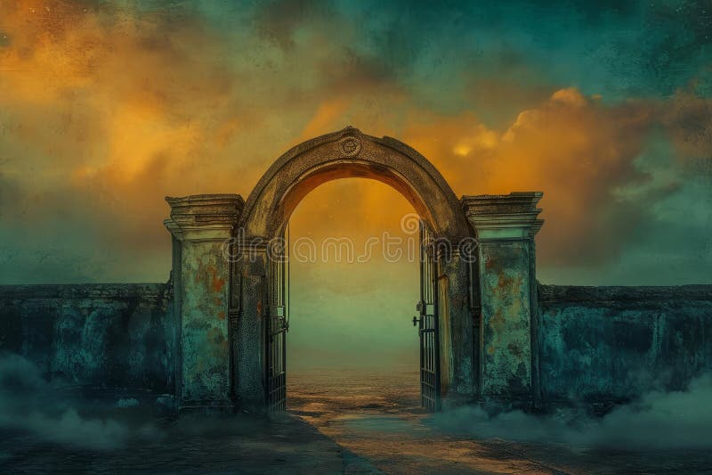 Majestic Arched Gate Surreal Sky. Generate Ai Stock Image - Image of ...