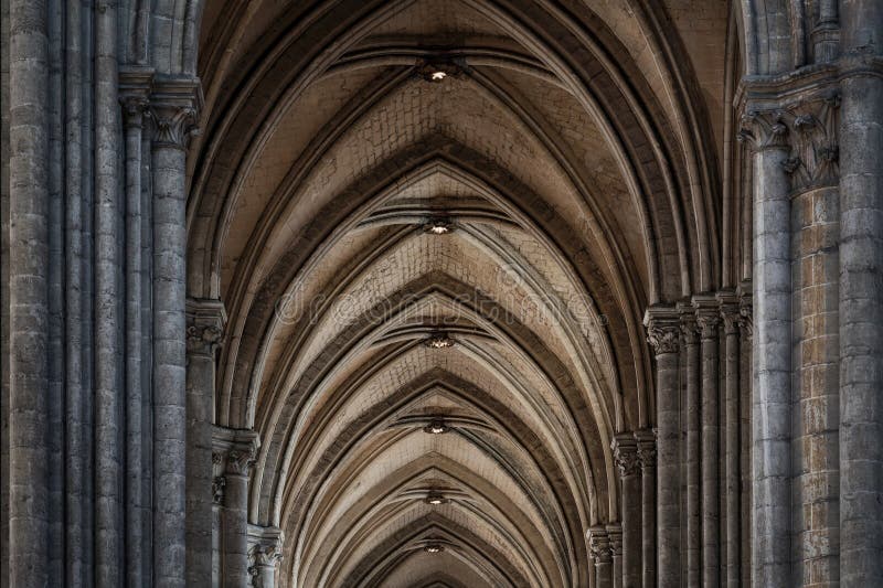 Majestic Architectural Arches on the Ceiling in an Ancient Gothic ...