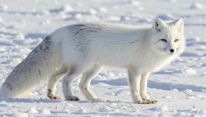 Majestic Arctic Fox Joyfully Exploring the Wintry Snow Covered ...