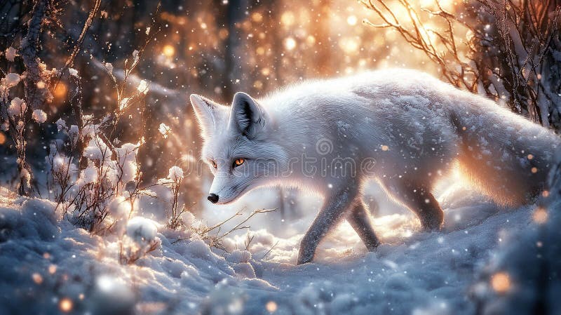 Majestic Arctic Fox Golden Sunset Stock Photos - Free & Royalty-Free ...