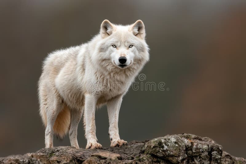 Majestic Arctic Wolf Standing on a Rock Stock Illustration ...