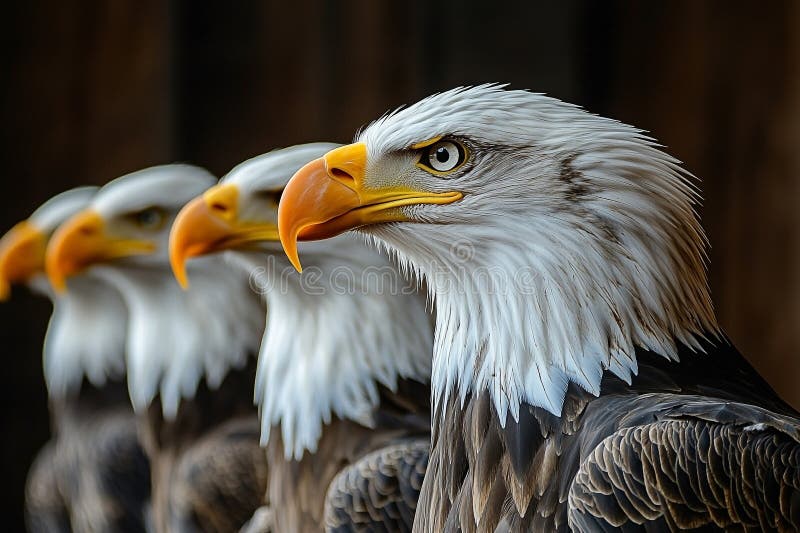 A Majestic Assembly: Three Regal Bald Eagles in a Study of Unwavering ...