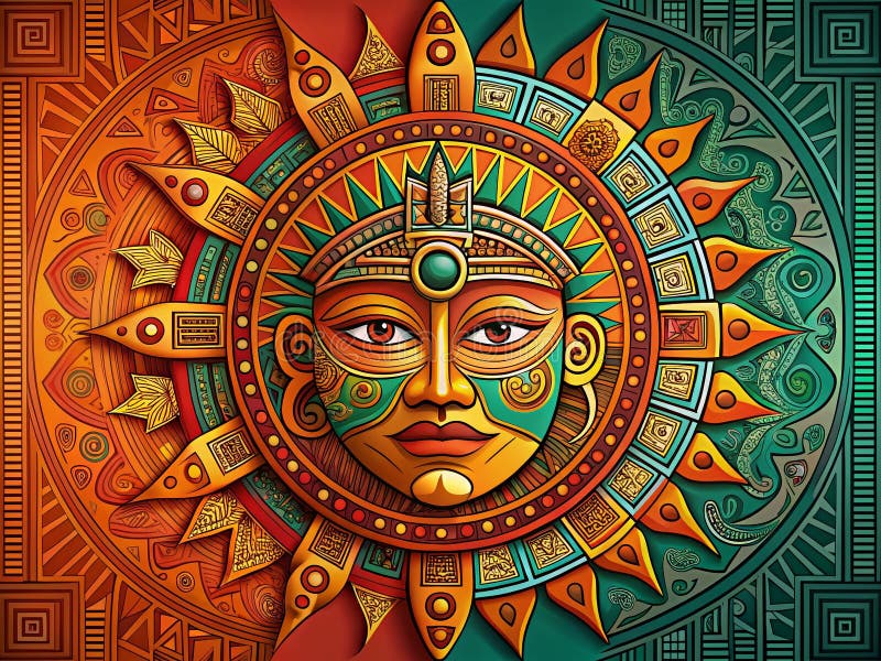 Majestic Aztec Sun God Design a Powerful Visual for Branding and ...