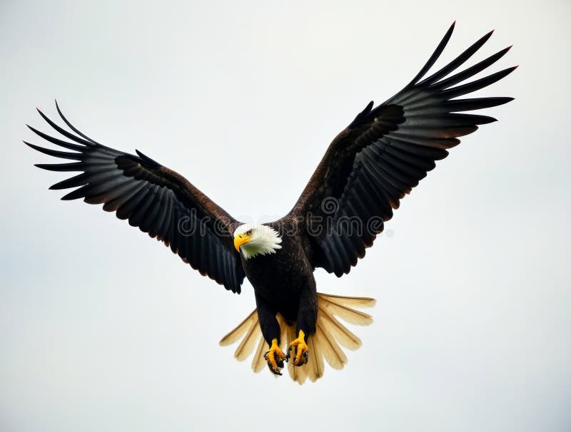 Majestic Bald Eagle Captured Mid-Flight Descending with Its Wings Fully ...