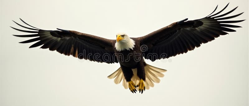Majestic Bald Eagle Captured Mid-Flight Descending with Its Wings Fully ...