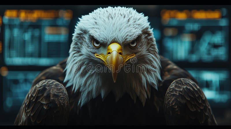 Majestic Bald Eagle with Fierce Expression in a Modern Digital Setting ...