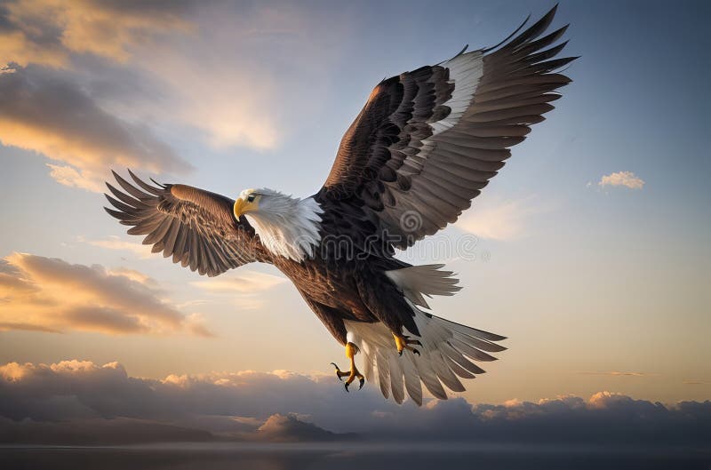Majestic Bald Eagle in Flight: Captivating Skyward Soar Amidst Clouds ...