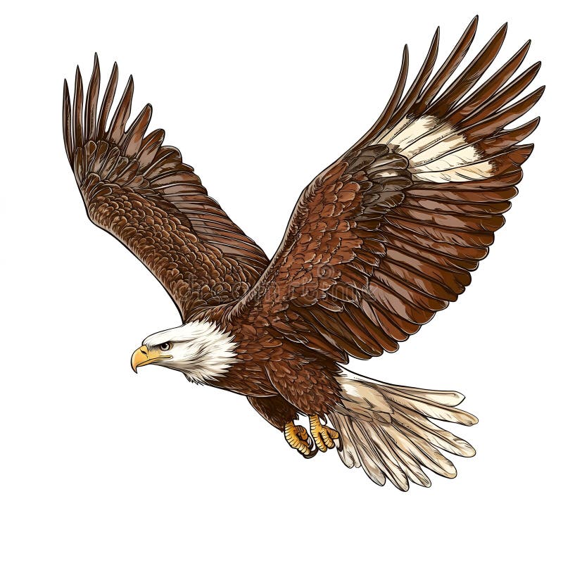 Majestic Bald Eagle in Flight Powerful Wings Spread Wide Soaring High ...