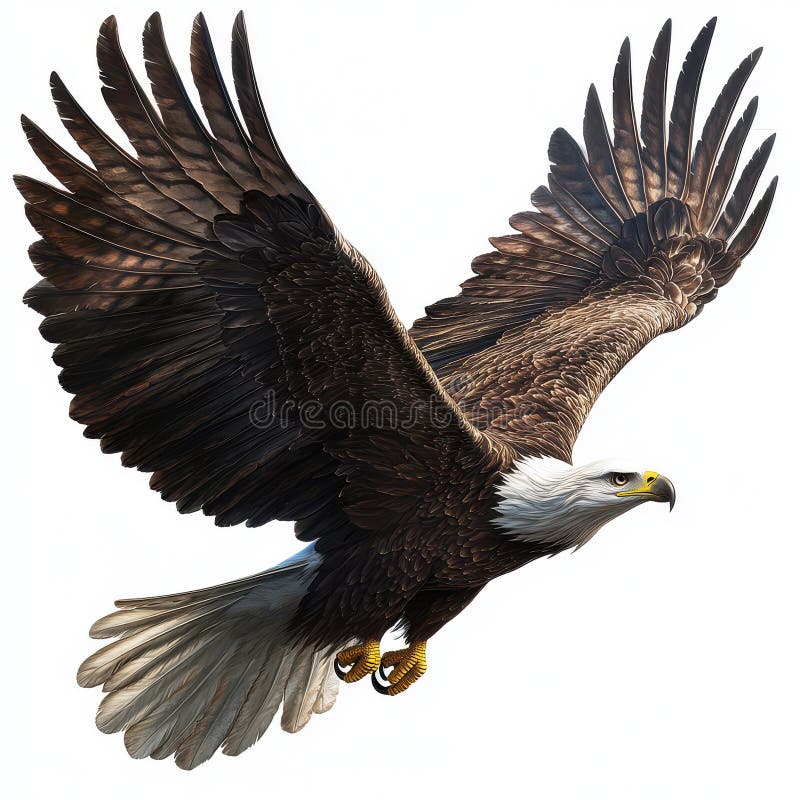 Majestic Bald Eagle in Flight Powerful Wings Spread Wide White ...