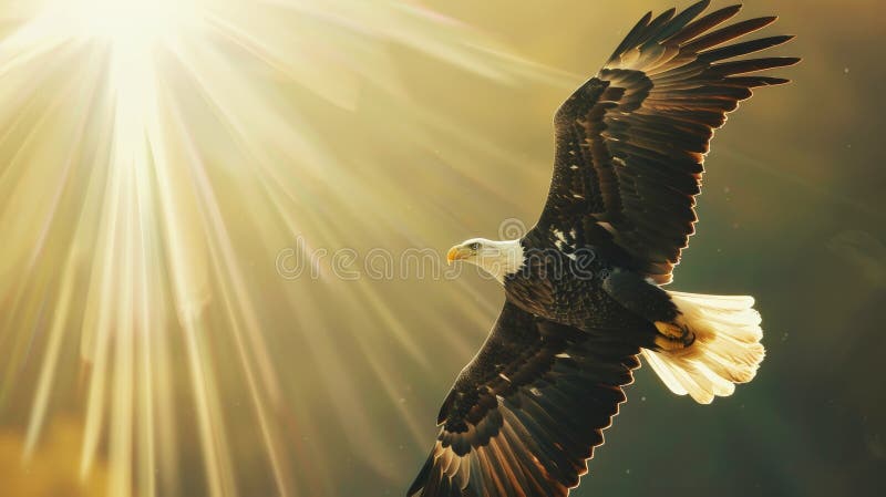 Majestic Bald Eagle in Flight, Soaring in the Air with Wide Wingspan. Wild Bird Concept Stock ...
