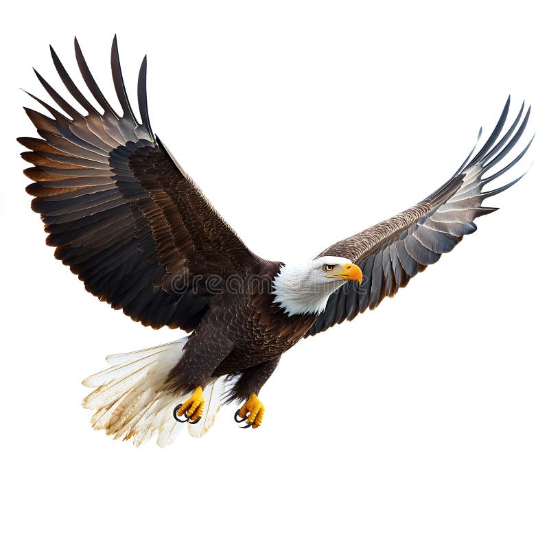 Majestic Bald Eagle in Flight Wings Spread Wide Isolated on White ...