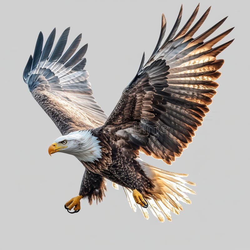 Majestic Bald Eagle in Flight Wings Spread Wide Powerful Bird of Prey ...