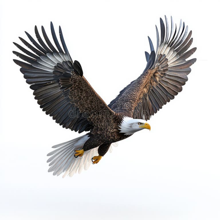 Majestic Bald Eagle in Flight Wings Spread Wide Soaring High Stock ...