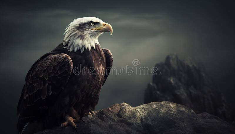 Majestic Bald Eagle Flying with Focused Beak Generated by AI Stock ...