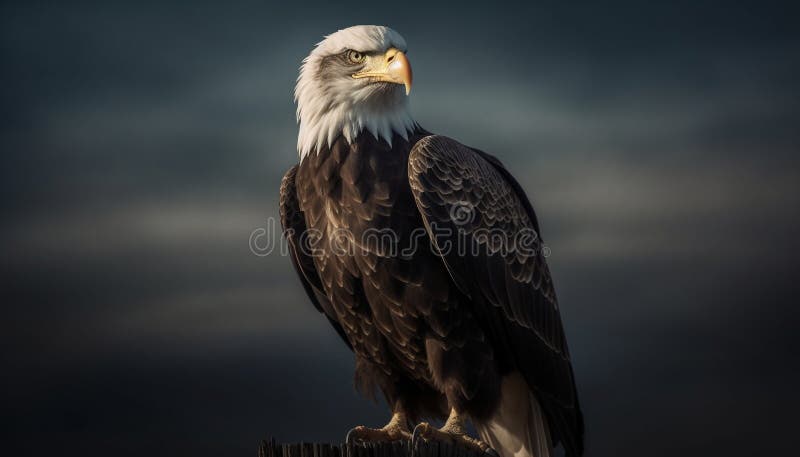 Majestic Bald Eagle Flying with Focused Beak Generated by AI Stock Illustration - Illustration ...