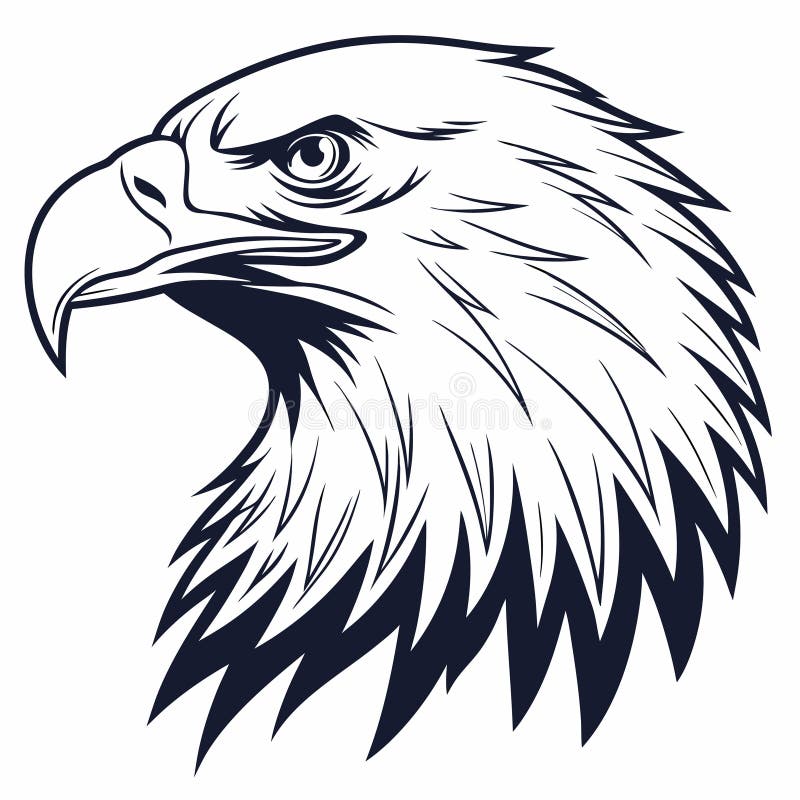 Majestic Bald Eagle Head Profile Line Art Illustration Stock ...