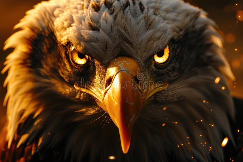 Majestic Bald Eagle with Intense Yellow Eyes Surrounded by Fireworks ...