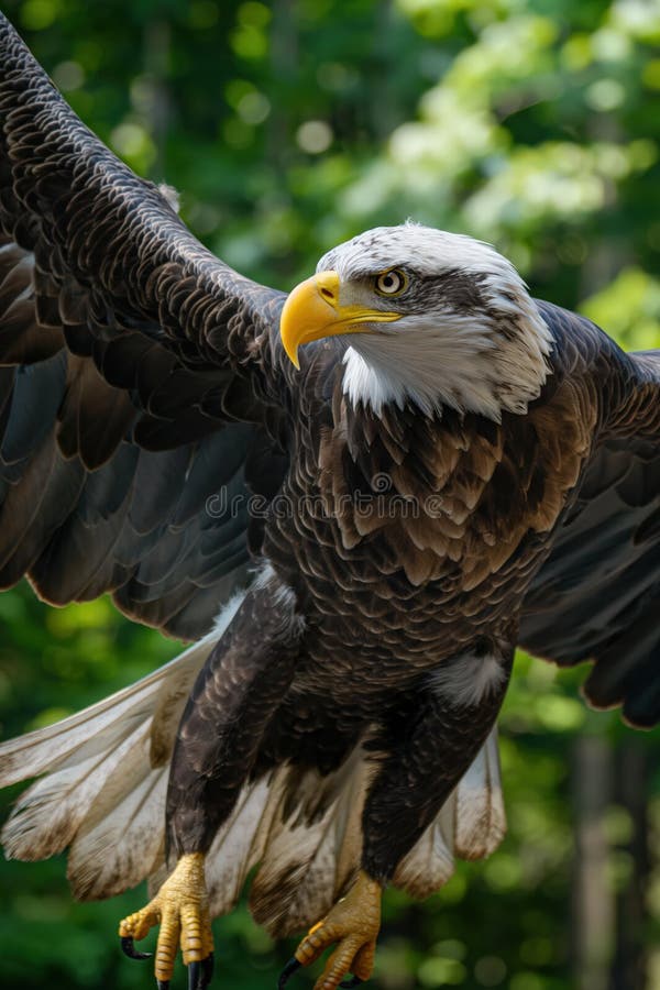 Majestic Bald Eagle Landing with Outstretched Wings Stock Photo - Image ...