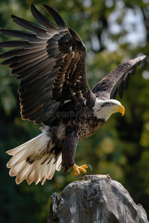 Majestic Bald Eagle Landing Rock Wings Spread Stock Photos - Free & Royalty-Free Stock Photos ...