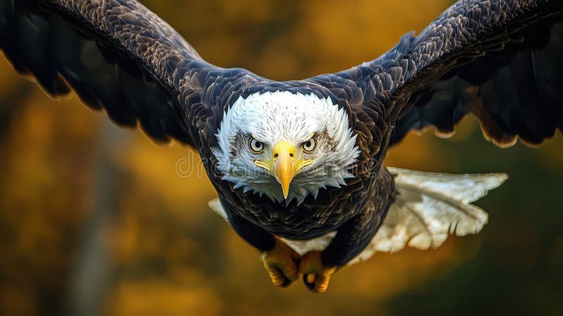 Majestic Bald Eagle in Mid-Flight with Dynamic Wing Span Stock ...