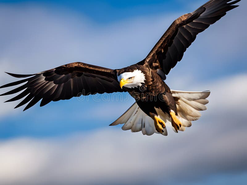 Majestic Bald Eagle in Mid-Flight Stunning Close-Up Stock Illustration ...