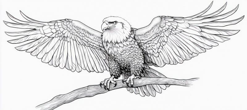 Majestic Bald Eagle Perched on Branch with Wings Spread Stock Image ...