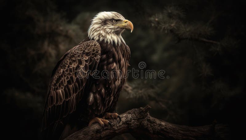 Majestic Bald Eagle Perched on Tree Branch Generated by AI Stock ...