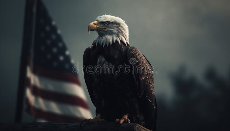 Majestic Bald Eagle Perched on Tree Branch Generated by AI Stock Image ...